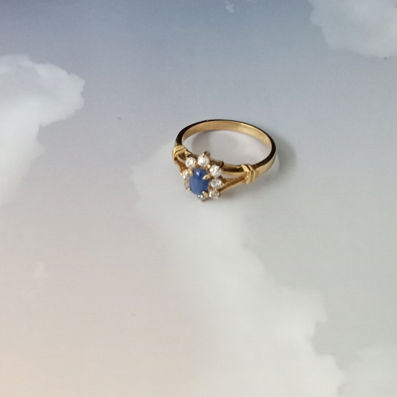 Merlite | Jewelry | Merlite Rare Blue Chalcedony White Zircon Ring ...